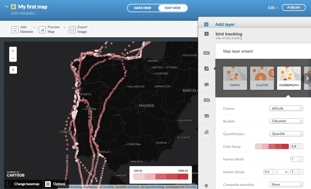 How to use CartoDB to visualize animal tracking data - Storybench