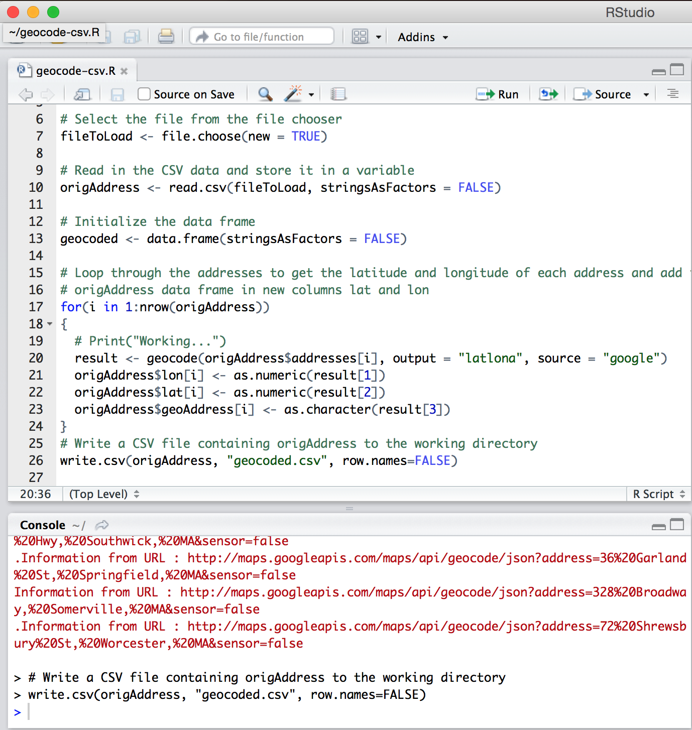 How to geocode a csv of addresses in R - Storybench