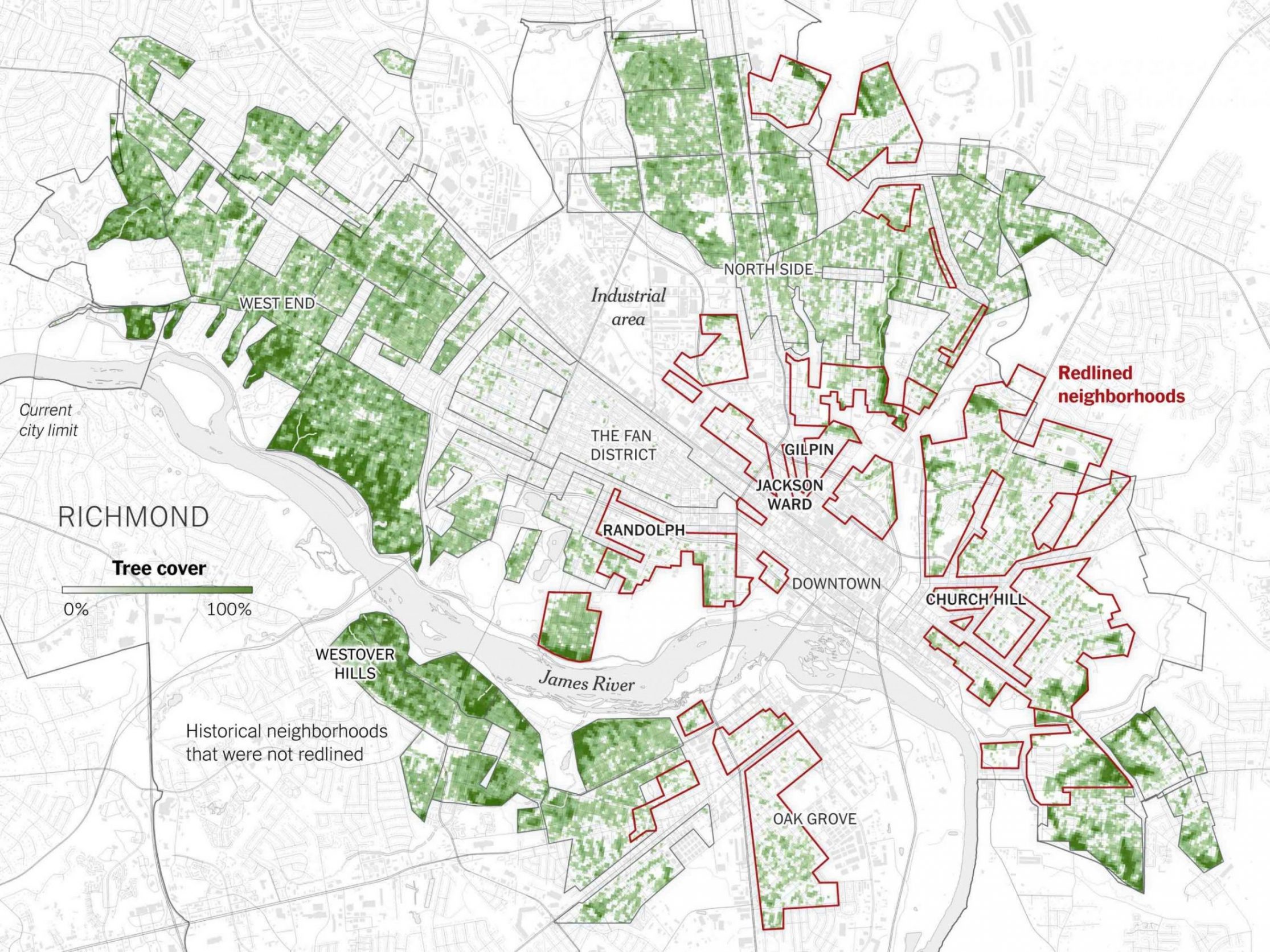 How The New York Times visualized racist historical redlining and urban ...